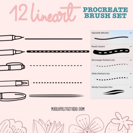 12 Lineart Procreate Brushes, Inking Brush Set – MariaPalito Studio