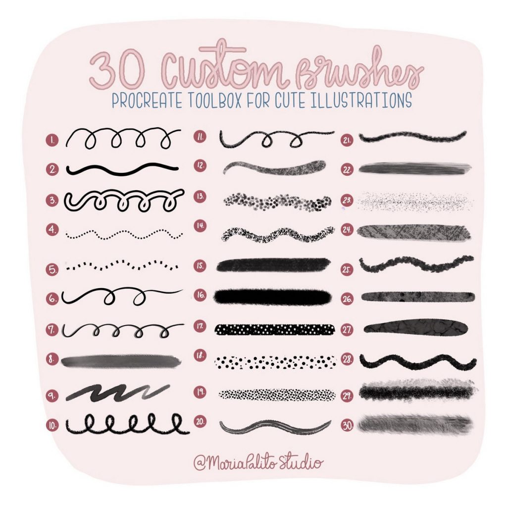 30 Procreate Brushes for Digital Illustration M011 - MariaPalito Studio
