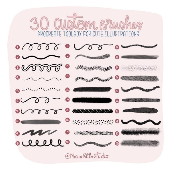 30 Procreate Brushes for Digital Illustration M011 - MariaPalito Studio