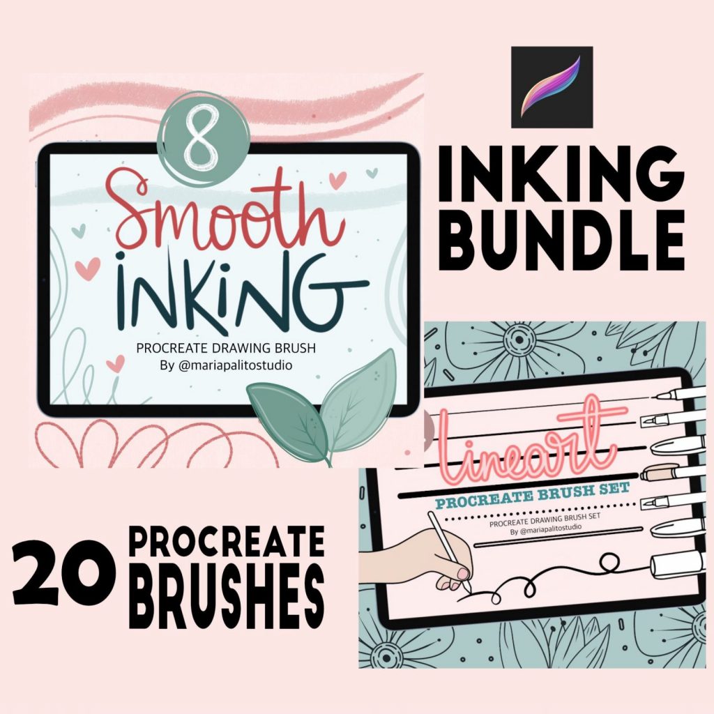 20 Inking Procreate Brushes for Lineart Drawing M018 – MariaPalito Studio