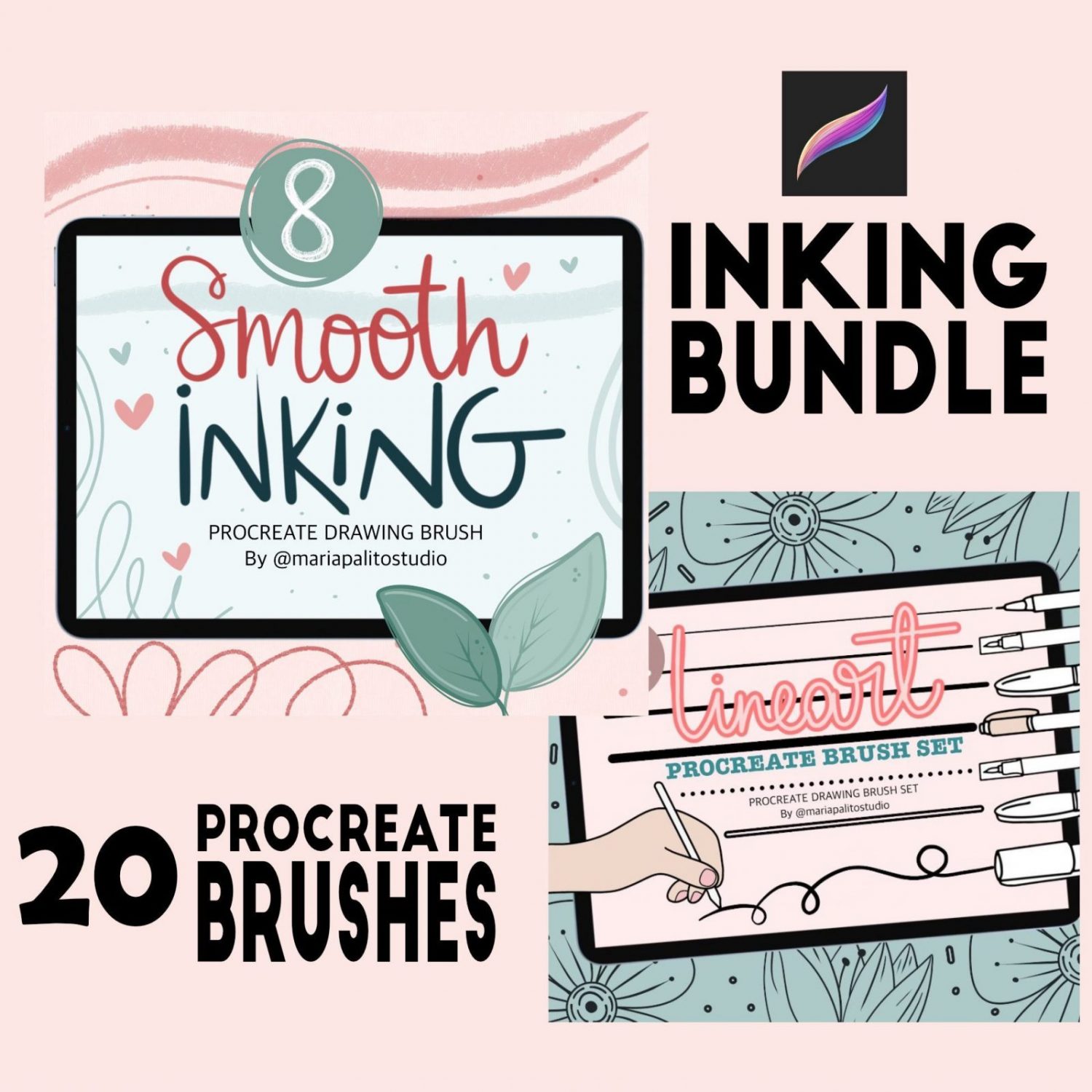 20 Inking Procreate Brushes for Lineart Drawing – MariaPalito Studio