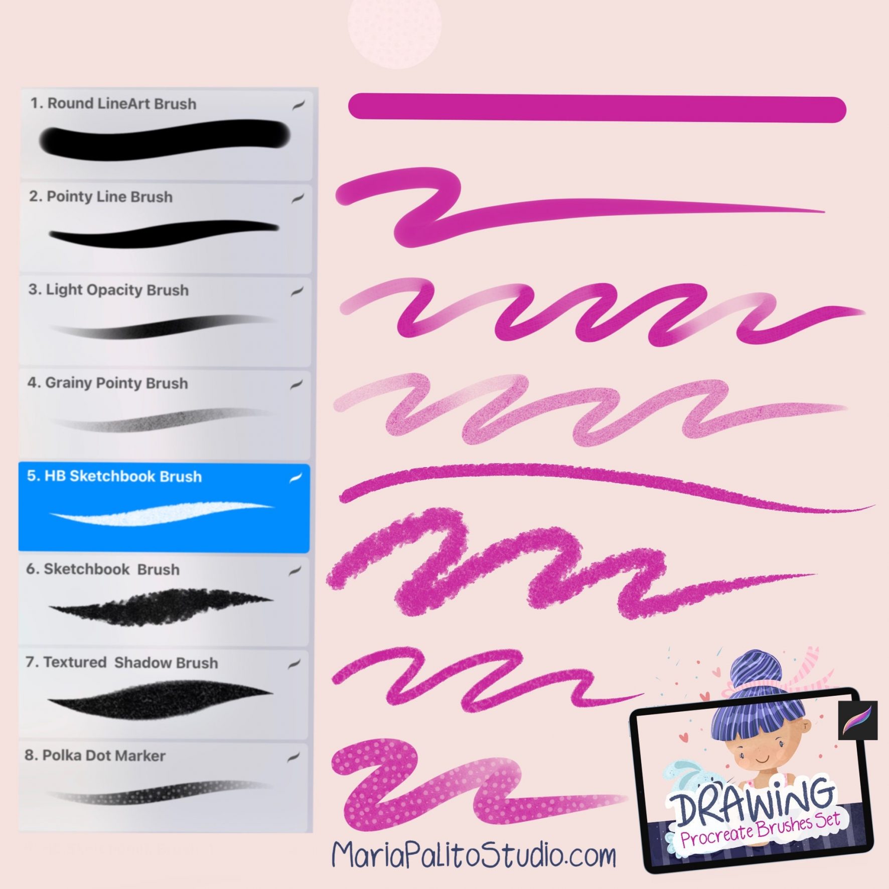 8 Drawing Procreate Brushes For Digital Illustration – MariaPalito Studio
