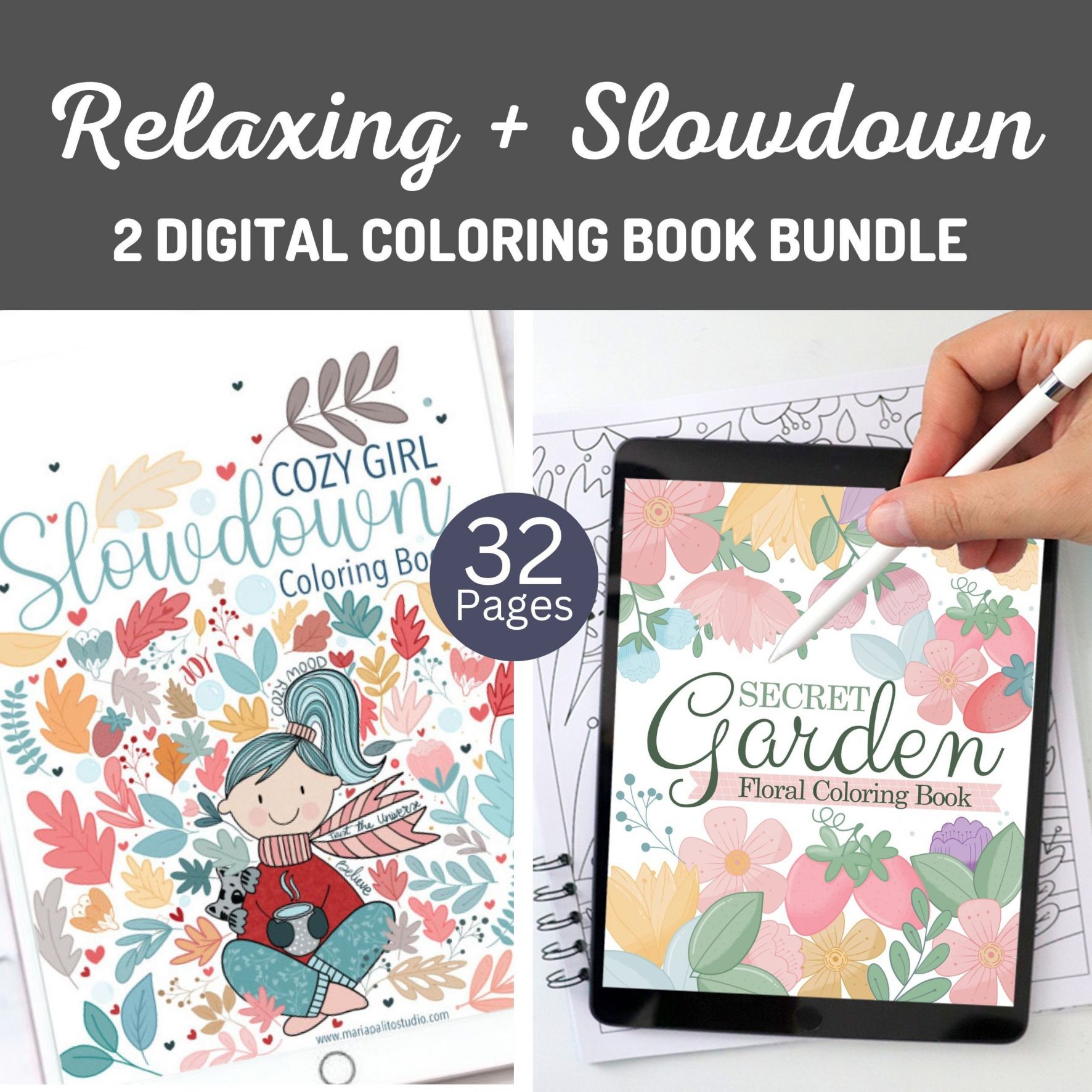Procreate Coloring Book Bundle 32 Digital Coloring Pages – MariaPalito ...