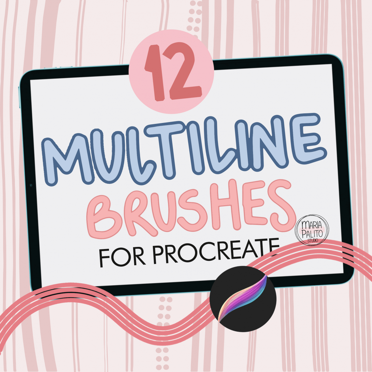 20 Lineart + Multiline Procreate Brushes - MariaPalito Studio