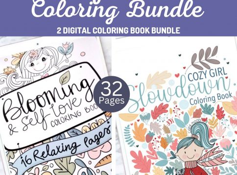 Blooming + Cozy Girl Digital Coloring Book Bundle M008 – MariaPalito Studio