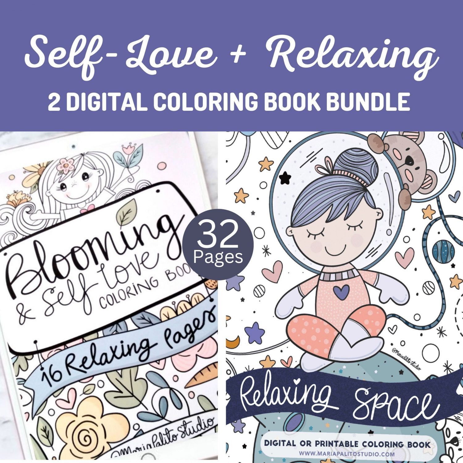 Digital Coloring Book Bundle: 32 Relaxing Coloring Pages – MariaPalito ...