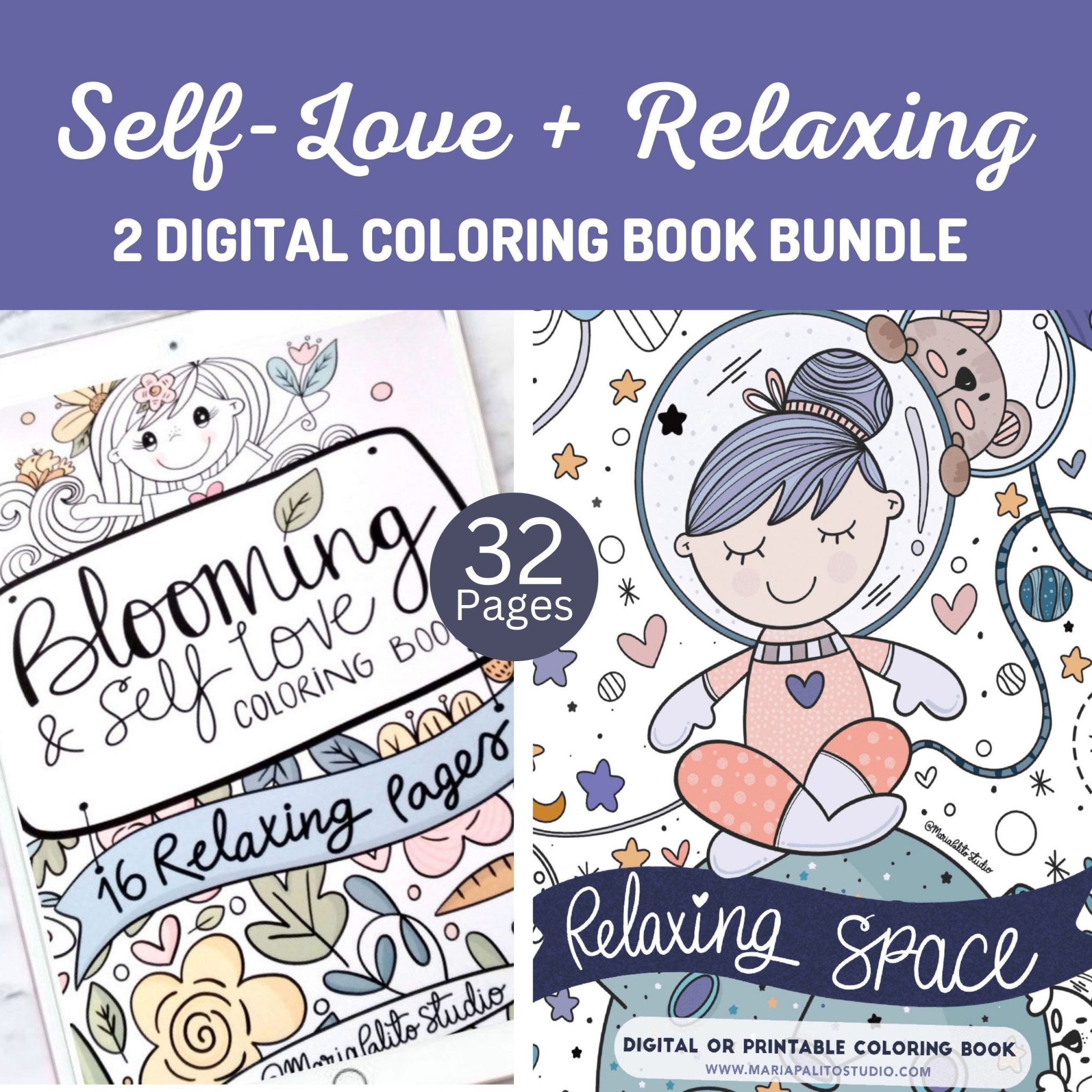 Digital Coloring Book Bundle: 32 Relaxing Coloring Pages – MariaPalito ...