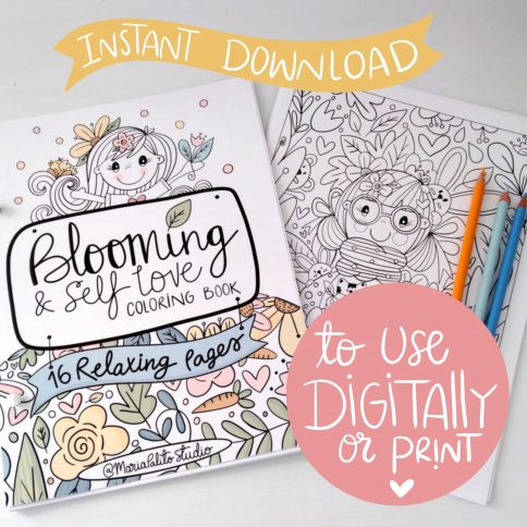 Procreate Bundle: Blooming Coloring Book + Procreate Brushes ...