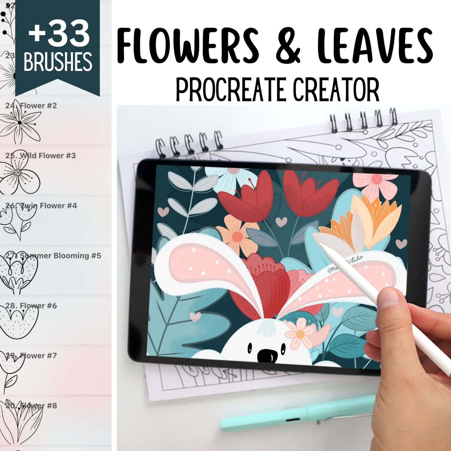 33 Procreate Flower and Leaves Stamp Brush Set – MariaPalito Studio