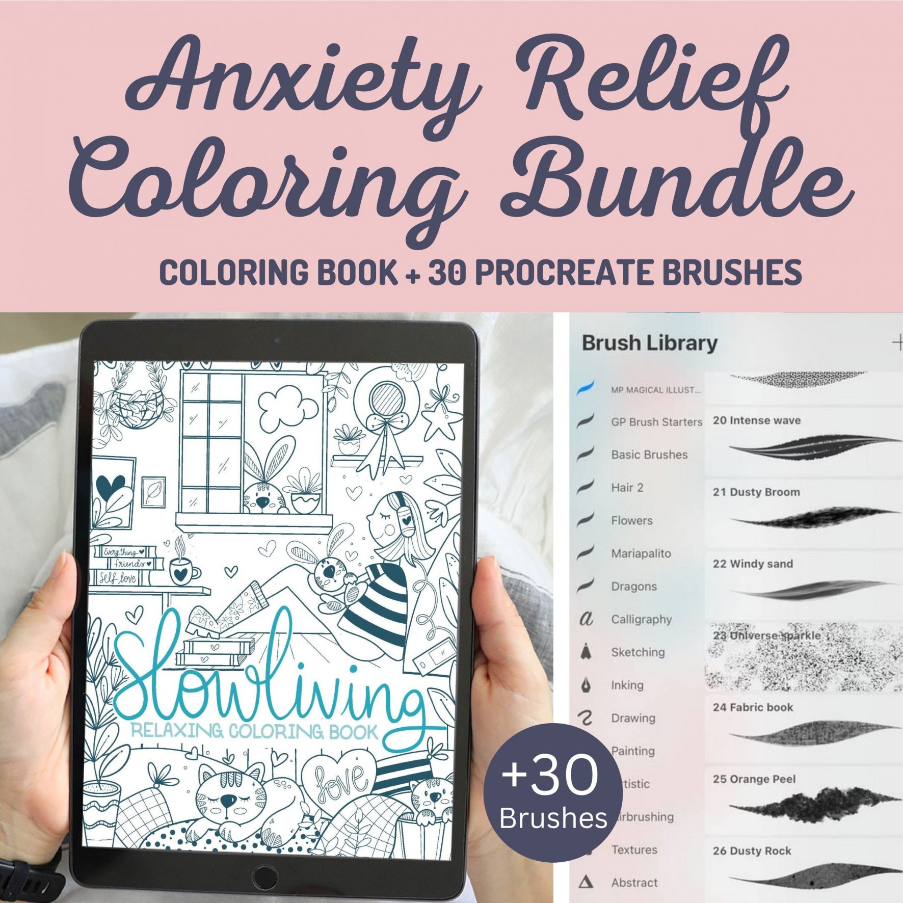 Procreate Bundle: Slowliving Coloring Book + 30 Brushes – MariaPalito ...