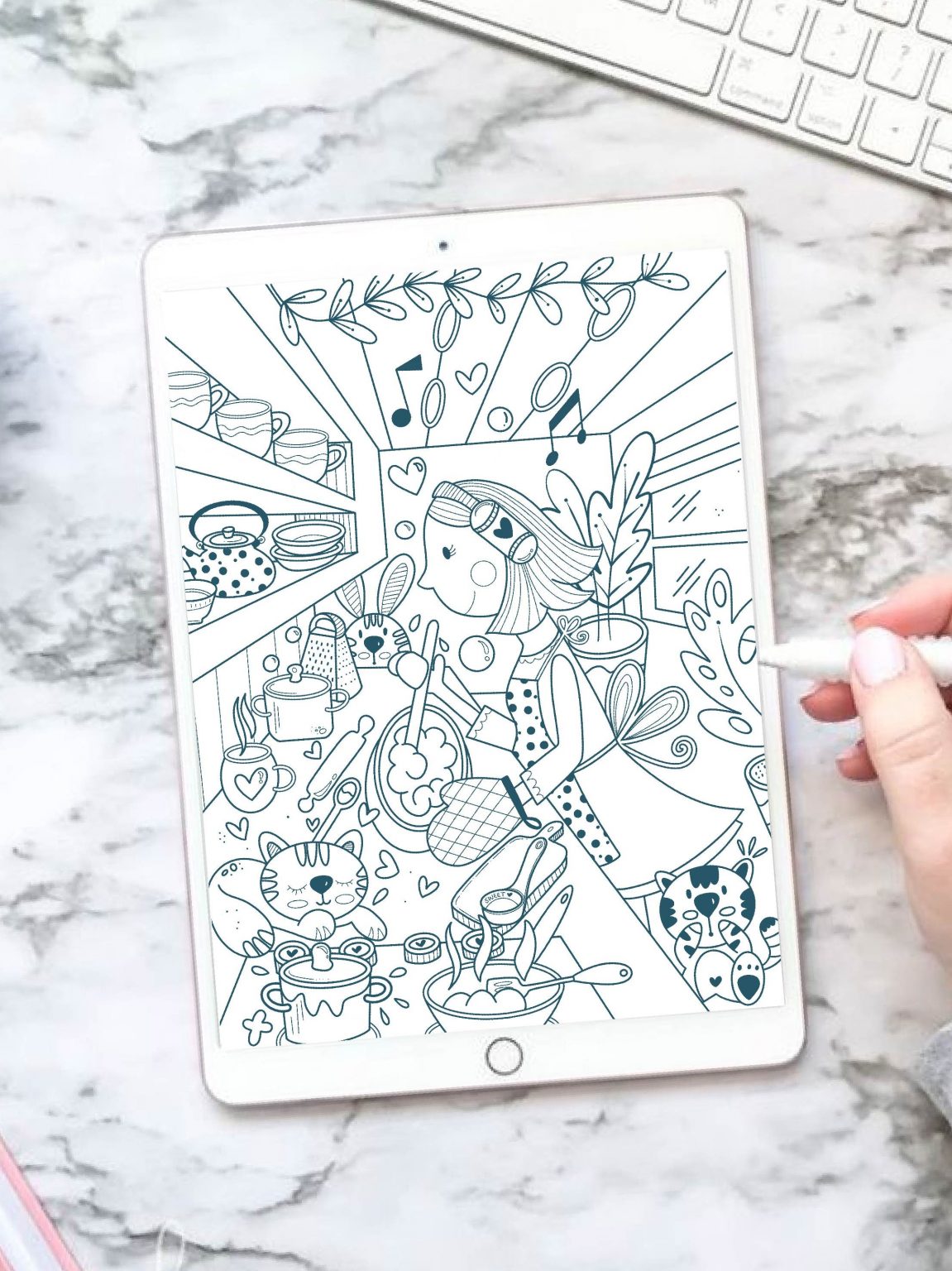 Digital Coloring Book, 16 Relaxing Coloring Pages M001 – MariaPalito Studio