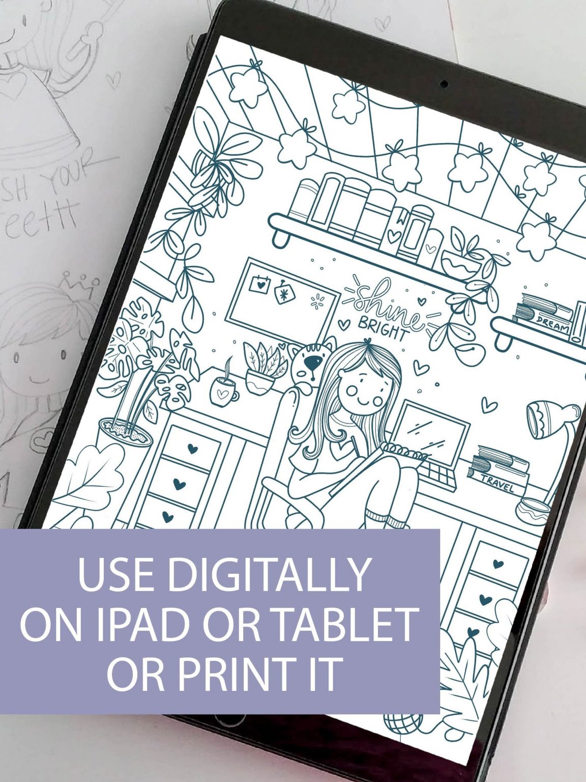 Slowliving Digital Coloring Book, 16 Procreate ColoringPages ...