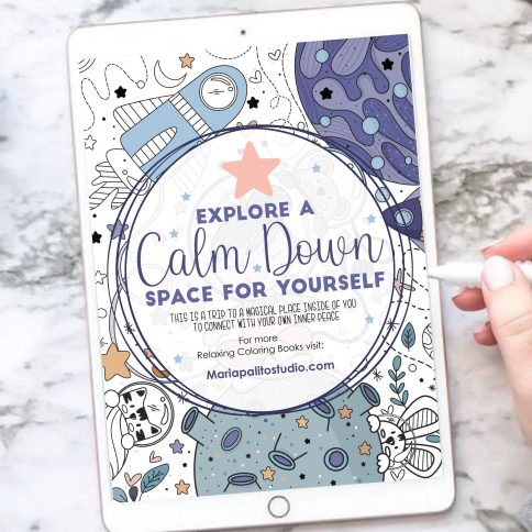 SPACE Digital Coloring Book, Anxiety Relief - MariaPalito Studio