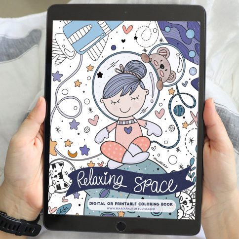 SPACE Digital Coloring Book, Anxiety Relief - MariaPalito Studio