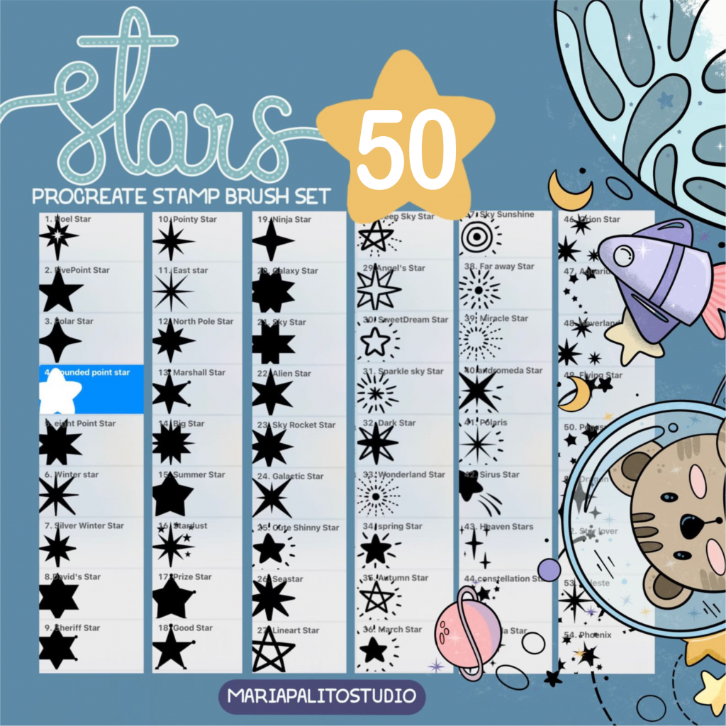 54 Stars Procreate Brushes & Sparkles and Blinks – MariaPalito Studio