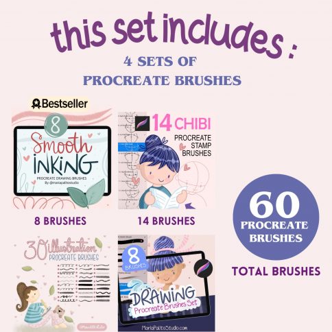 60 Drawing PROCREATE BRUSHES M007 – MariaPalito Studio