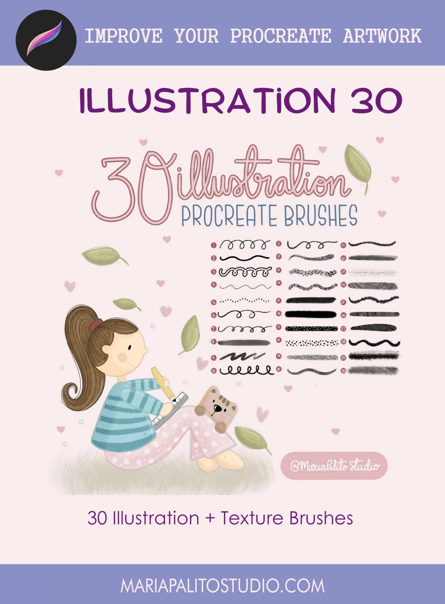 60 Drawing PROCREATE BRUSHES – MariaPalito Studio