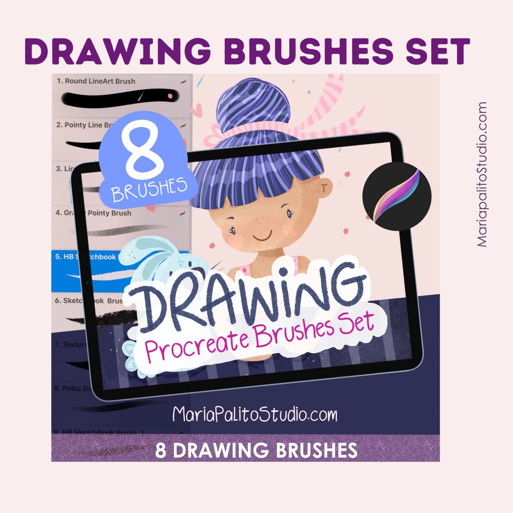 60 Drawing PROCREATE BRUSHES – MariaPalito Studio