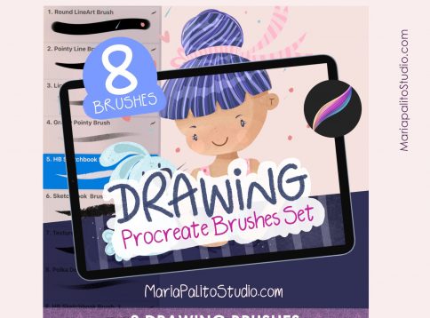 60 Drawing PROCREATE BRUSHES M007 – MariaPalito Studio