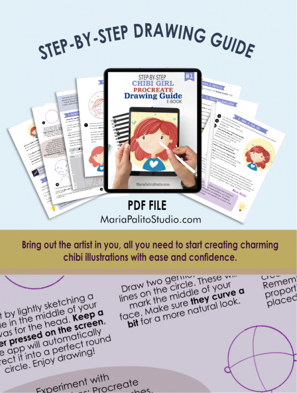 Chibi Girl Procreate Drawing Guide Step-by-Step E-Book M037 ...