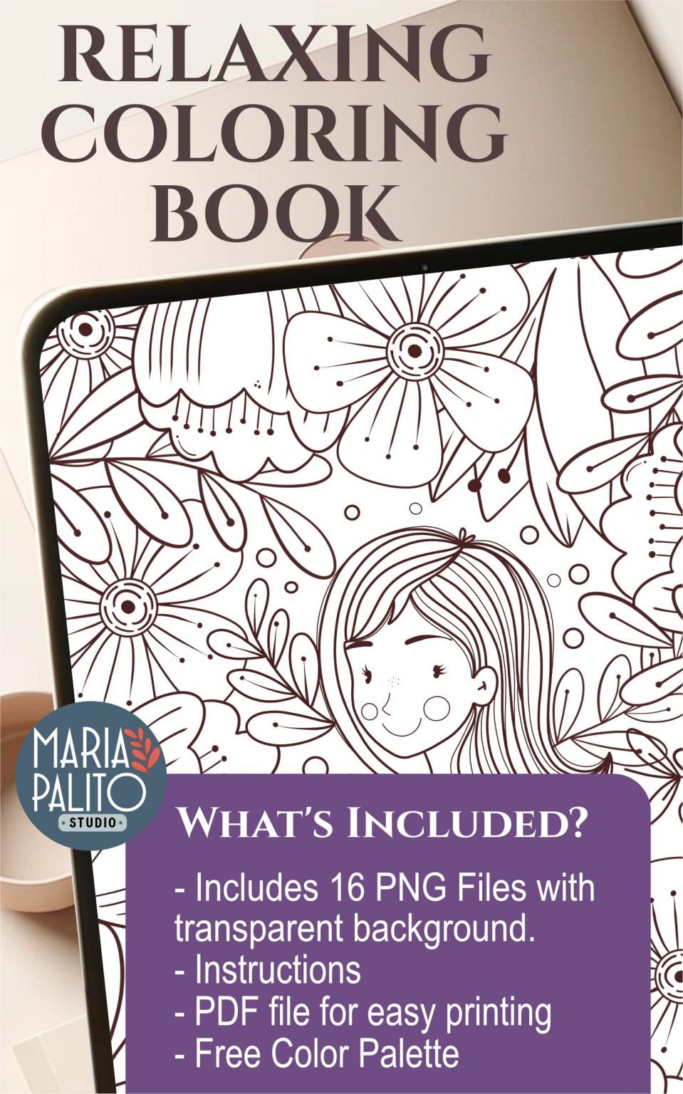 Procreate Coloring Book “Secret Garden” 16 Floral Coloring Pages ...