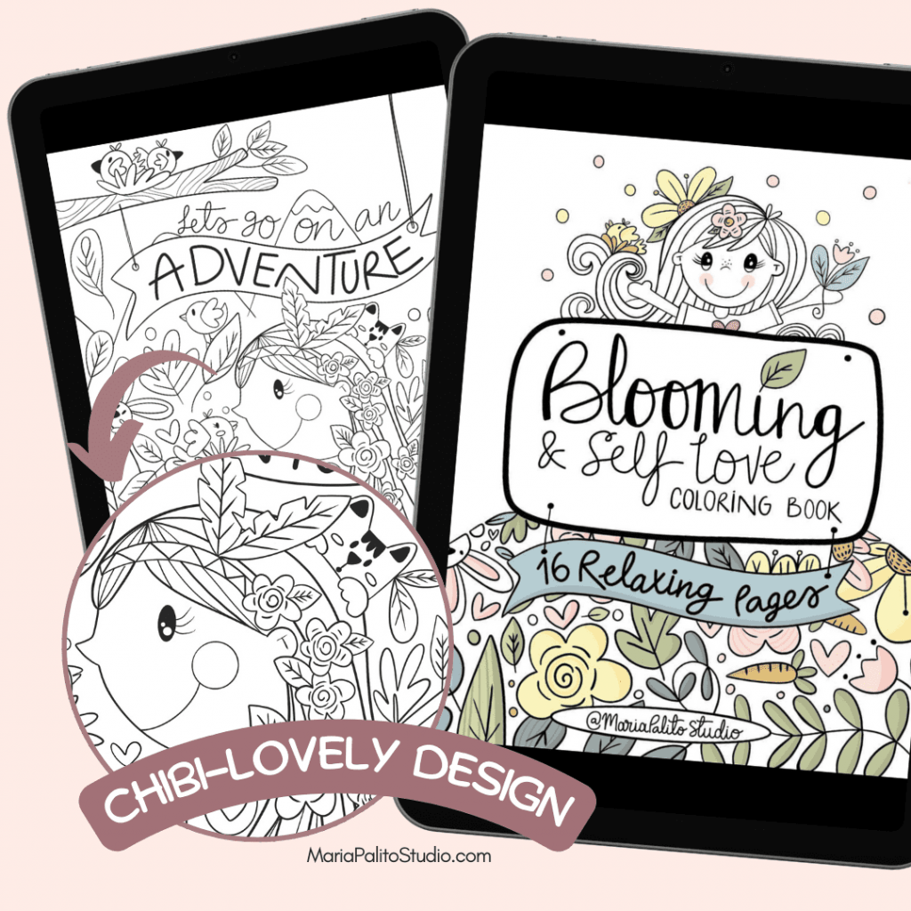“BLOOMING” Procreate Digital Coloring Book, 16 Relaxing Pages ...