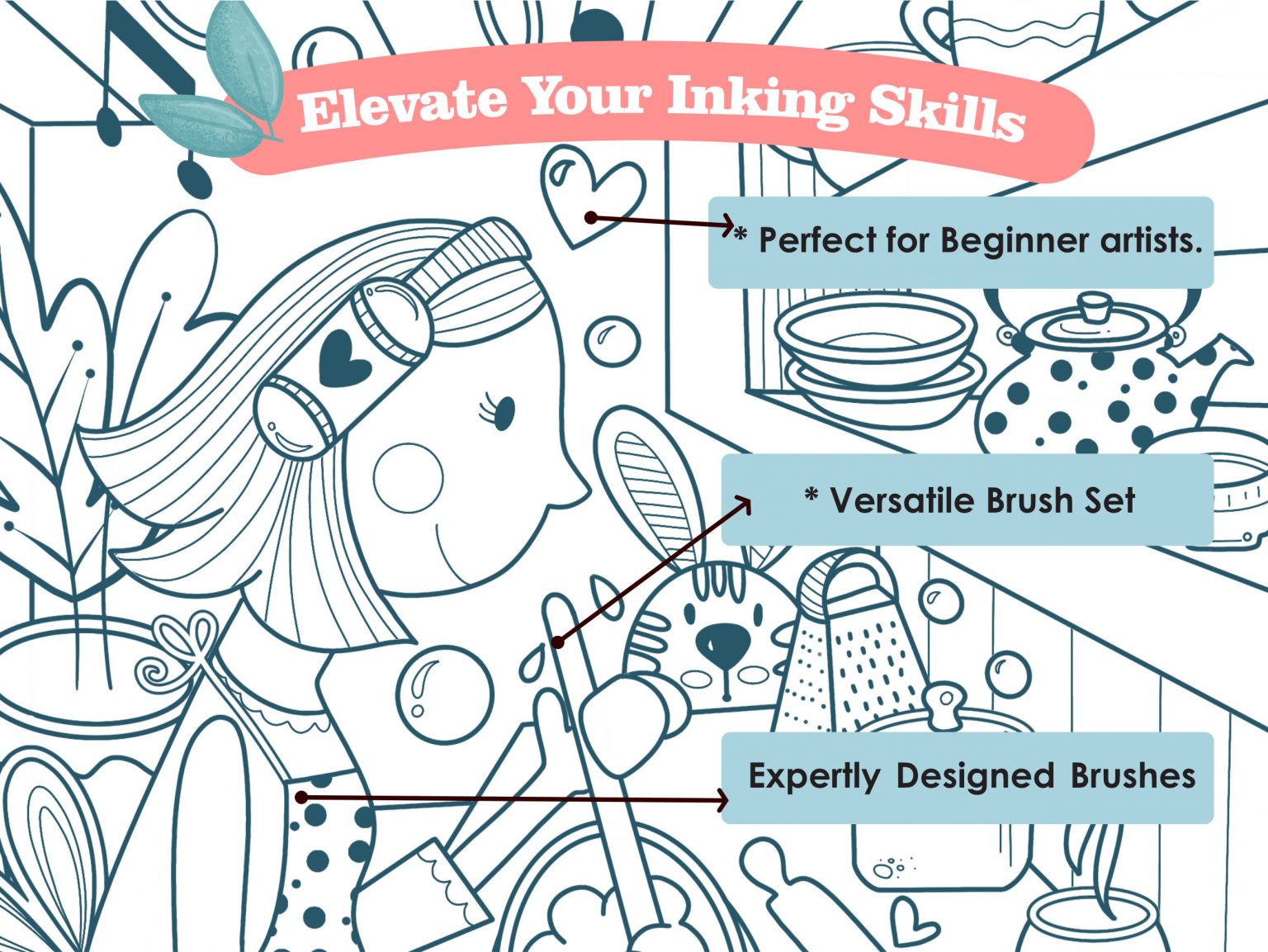 15 INKING Procreate Brushes Set Smooth Inking M042 – MariaPalito Studio