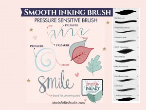 15 INKING Procreate Brushes Set Smooth Inking M042 - MariaPalito Studio