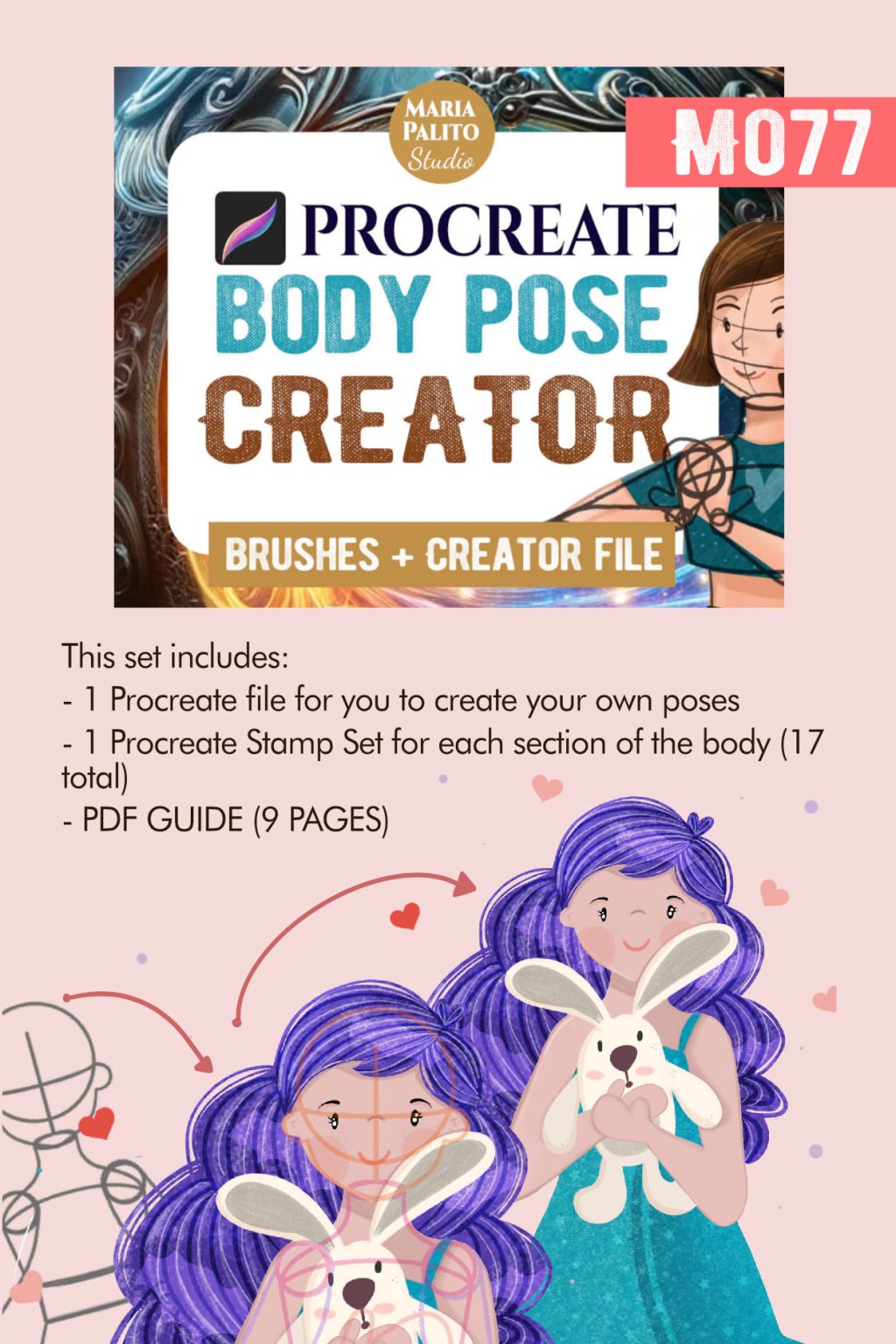 Body Pose PROCREATE Bundle Drawing Set M086 – MariaPalito Studio