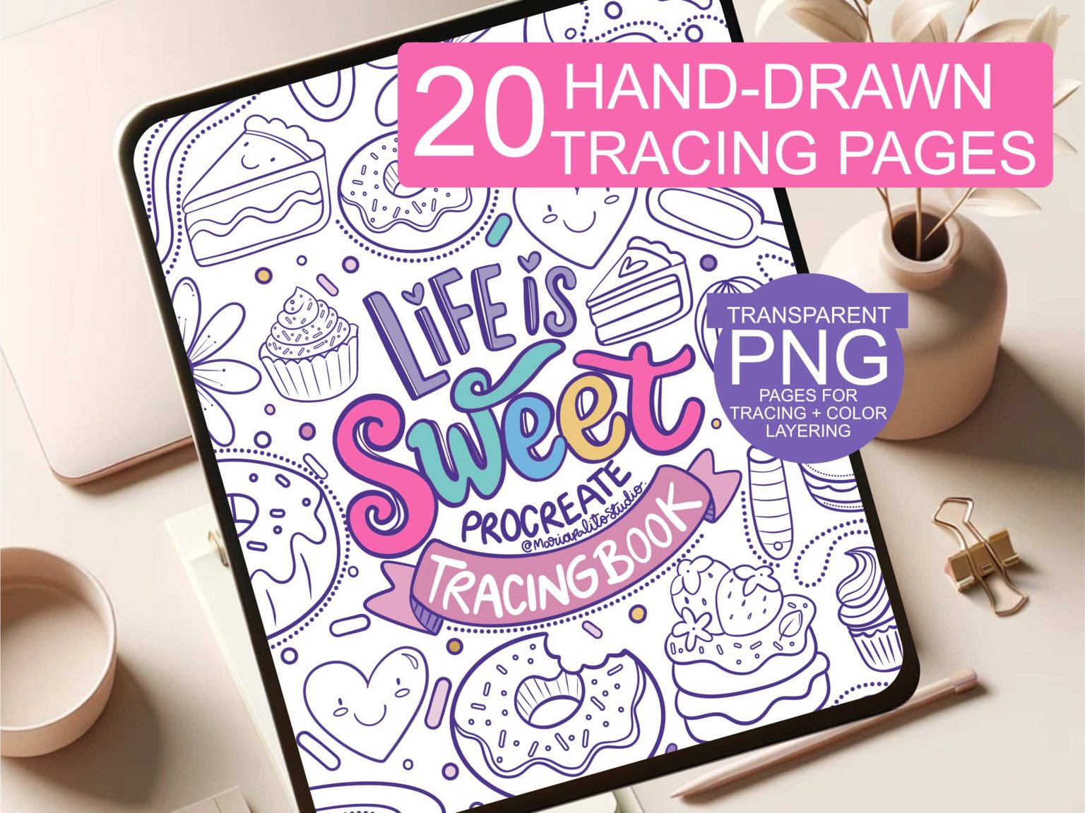 Procreate Tracing Book “Life is Sweet” 20 Pages – MariaPalito Studio