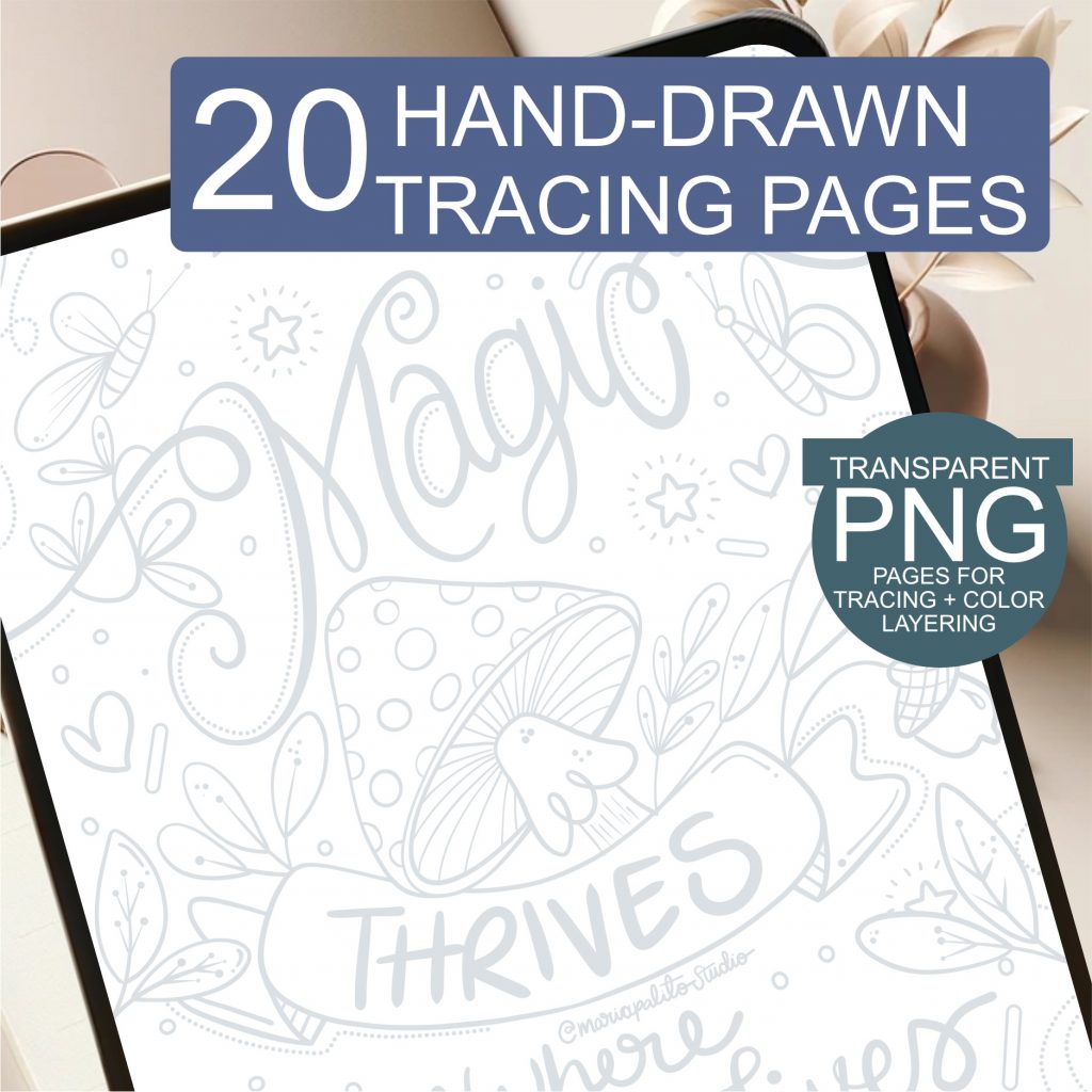 Procreate Tracing Book: Gnomes & Mushrooms – 20 Pages M028 ...