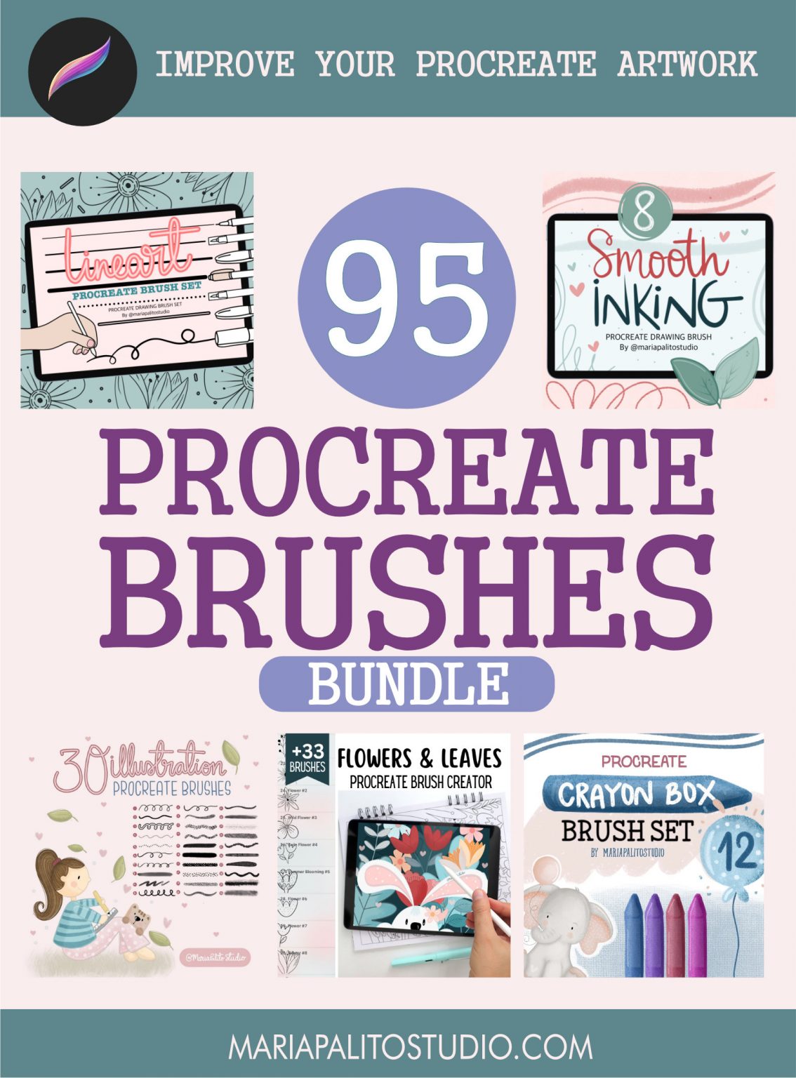 95 Procreate Brush Bundle for Illustration & Texture M003 - MariaPalito ...
